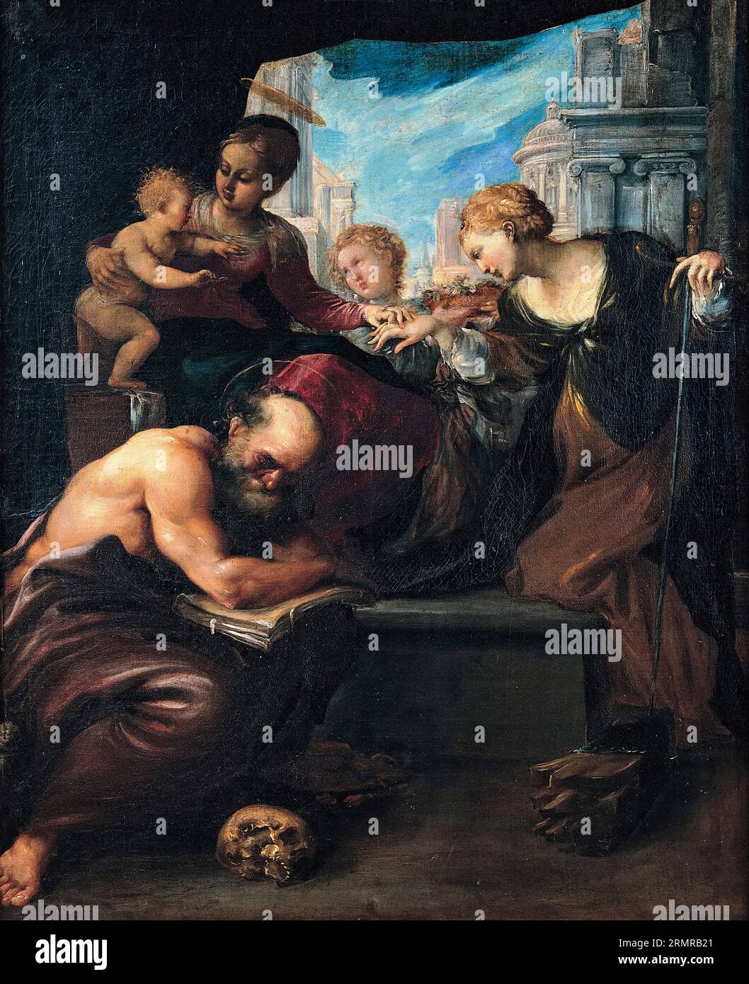 Pietro Faccini, Mystic marriage of Saint Catherine, painting in oil on ...