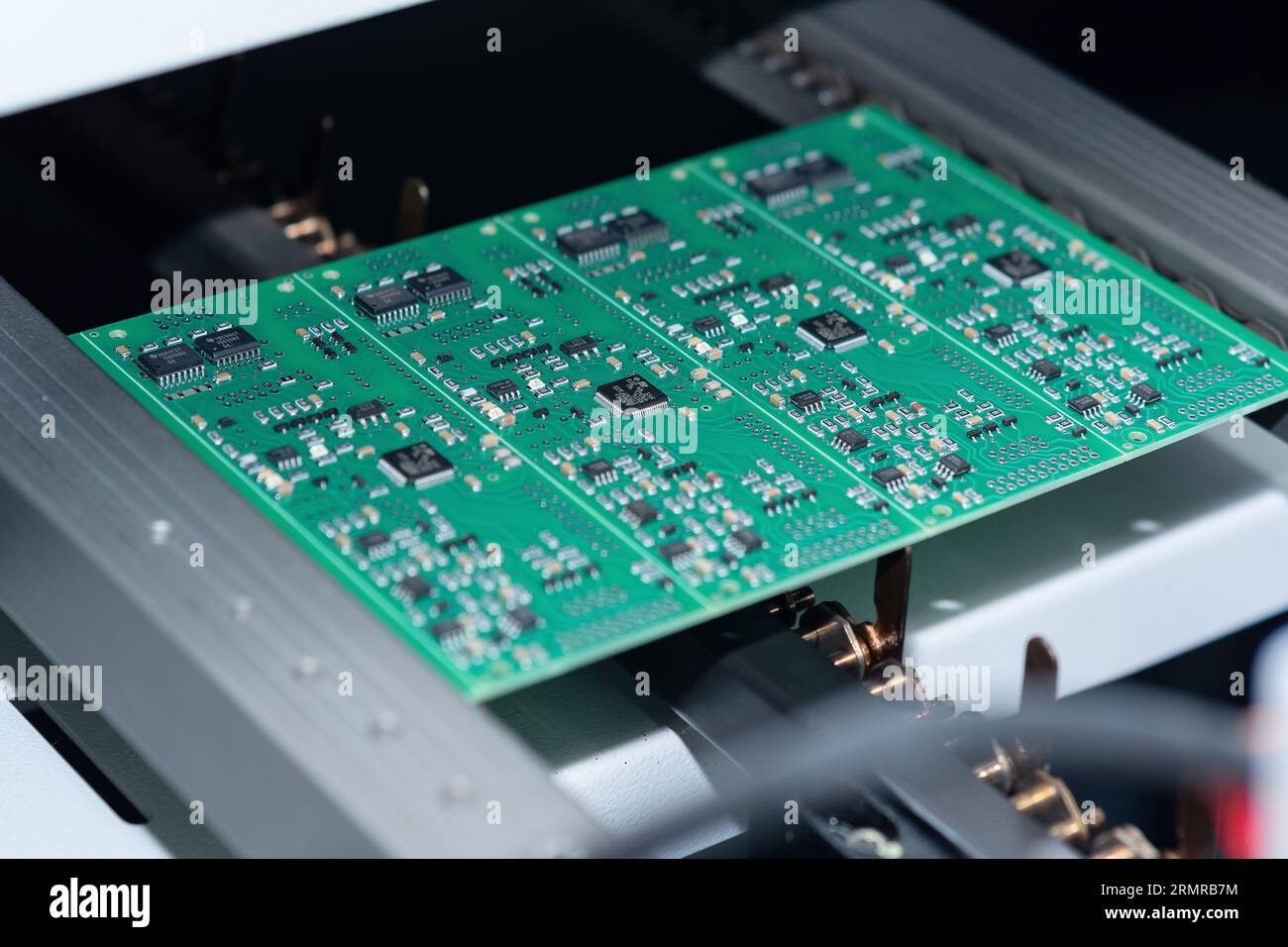 Perm, Russia - June 29, 2023: PCB production on the conveyor of ...