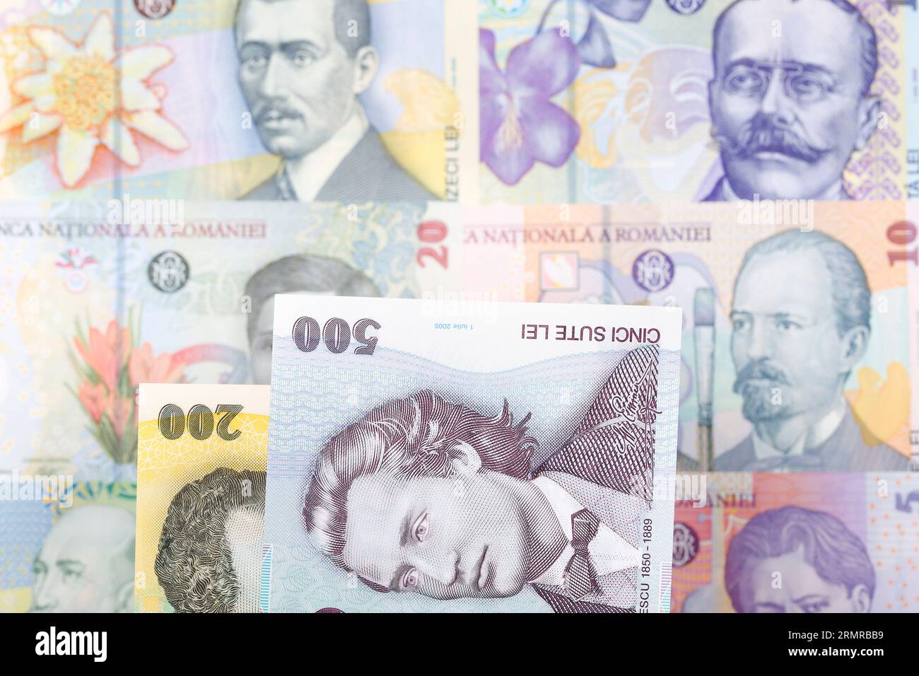 Romanian money - leu a business background Stock Photo - Alamy