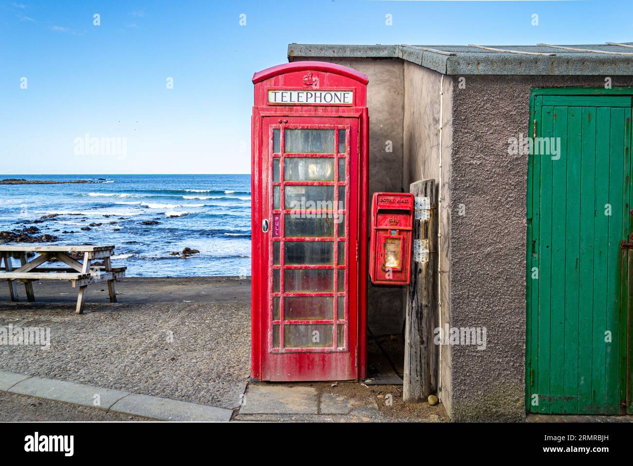 Iconic Traditional British Red Telephone Box and Royal Mail post box on ...