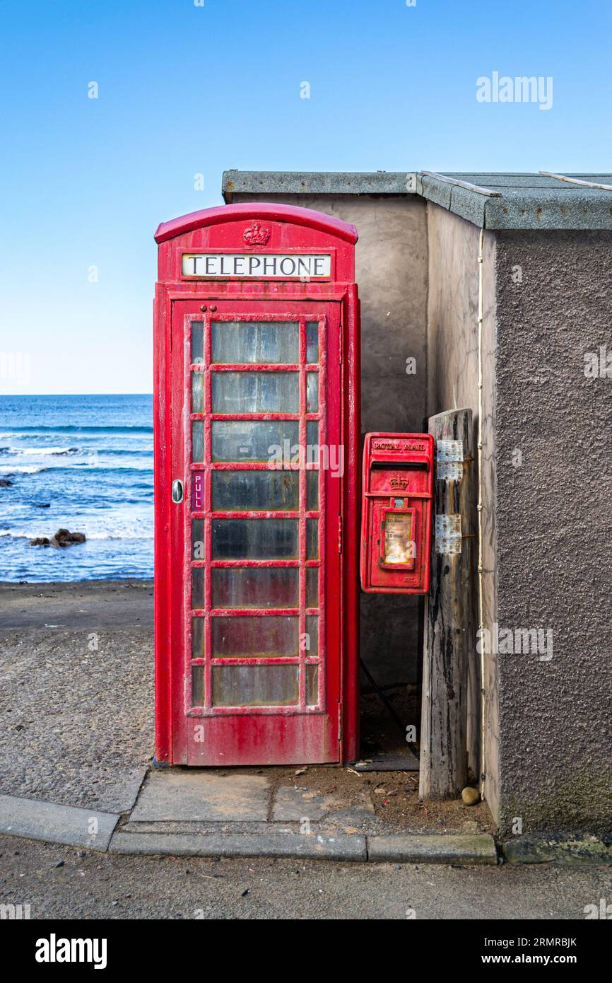 Iconic Traditional British Red Telephone Box and Royal Mail post box on ...