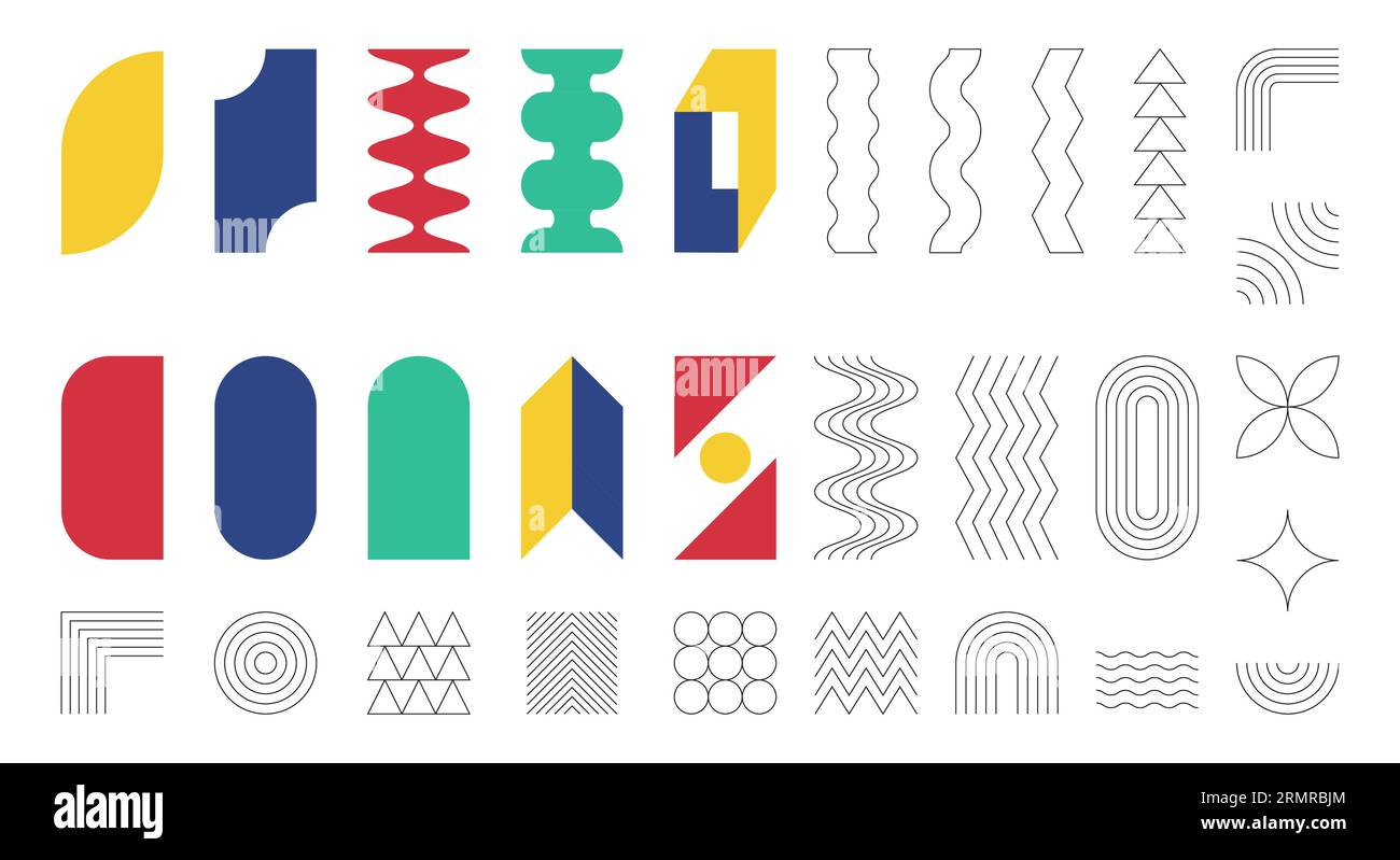 Set of abstract geometric shapes. Brutalism, Swiss minimalism, Bauhaus style. Simple flat and ...