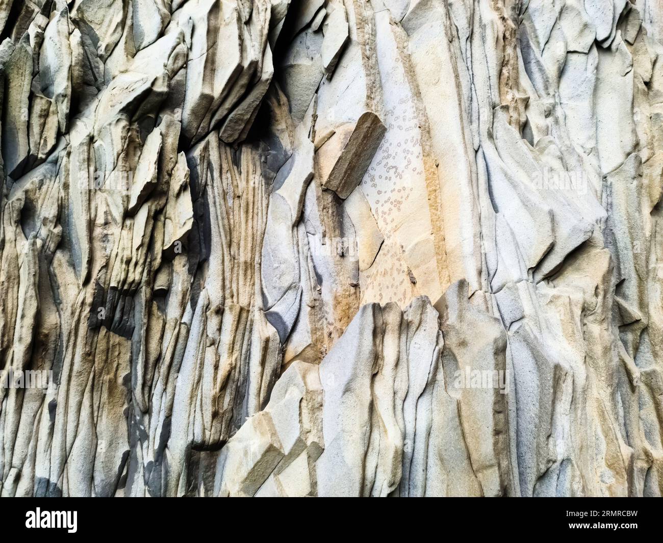 Amazing Basalt Rock Structures At Endless Black Beach Of Iceland Stock ...