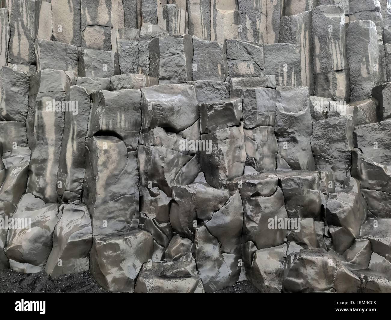 Amazing Basalt Rock Structures At Endless Black Beach Of Iceland Stock ...