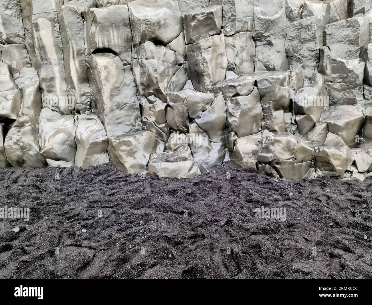 Amazing Basalt Rock Structures At Endless Black Beach Of Iceland Stock ...