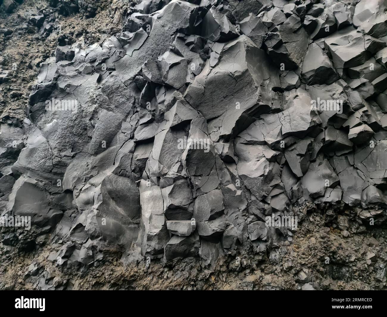 Amazing Basalt Rock Structures At Endless Black Beach Of Iceland Stock ...