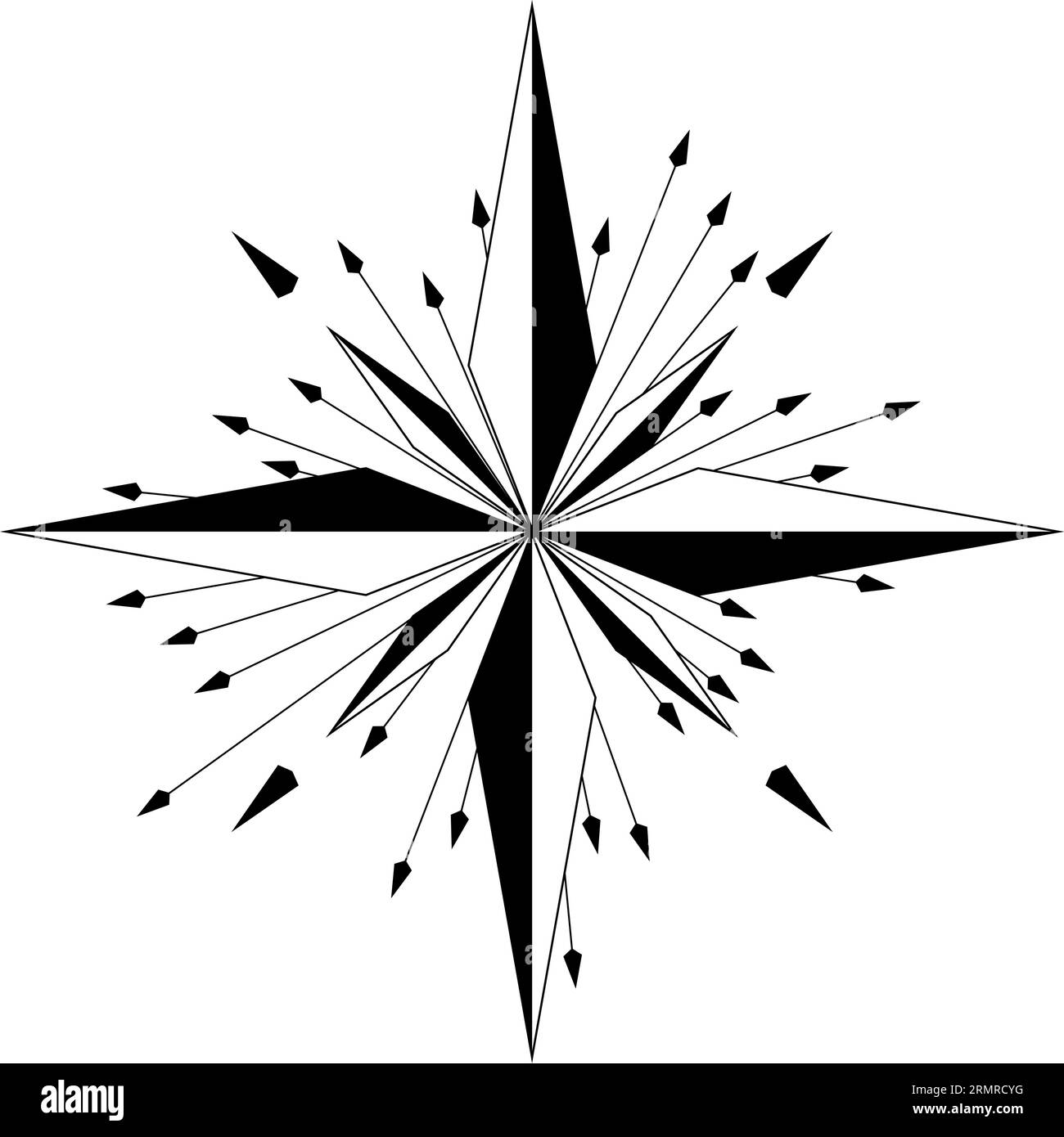 Wind rose or Compass rose vector with eight directions. Abstract Arrow design. Marine, nautical ...