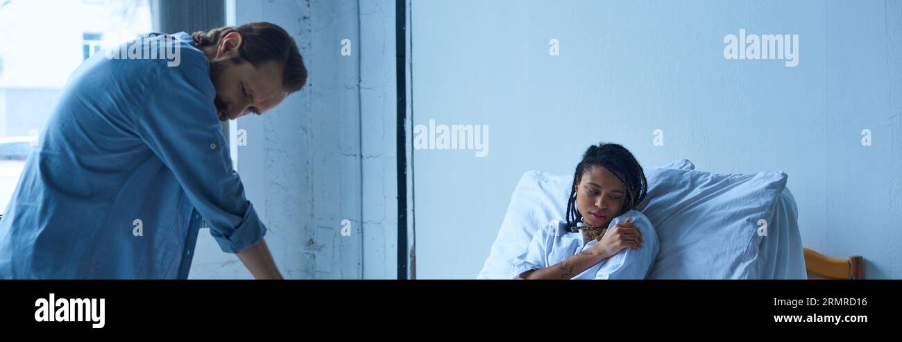 Miscarriage Concept Depressed African American Woman Lying In Hospital