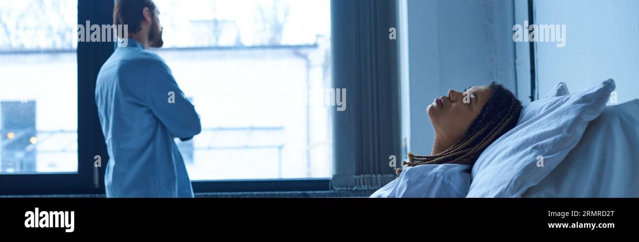 Miscarriage Concept African American Woman Grieving Lying In Hospital