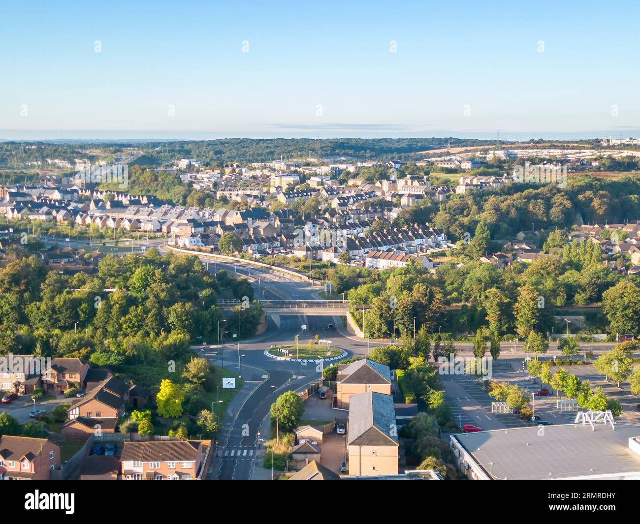 aerial view of greenhithe village on the banks of the river thames in ...