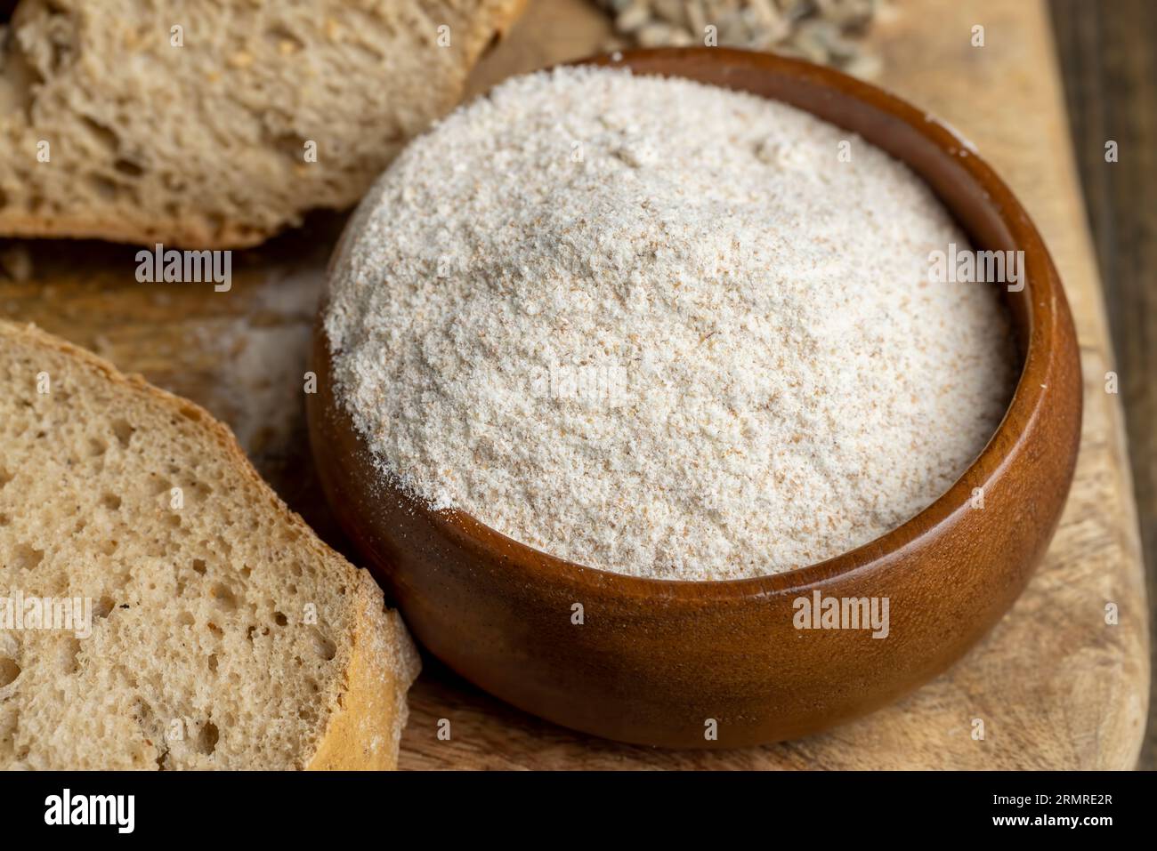 Wheat flour with bran for cooking bread, unrefined organic flour with ...