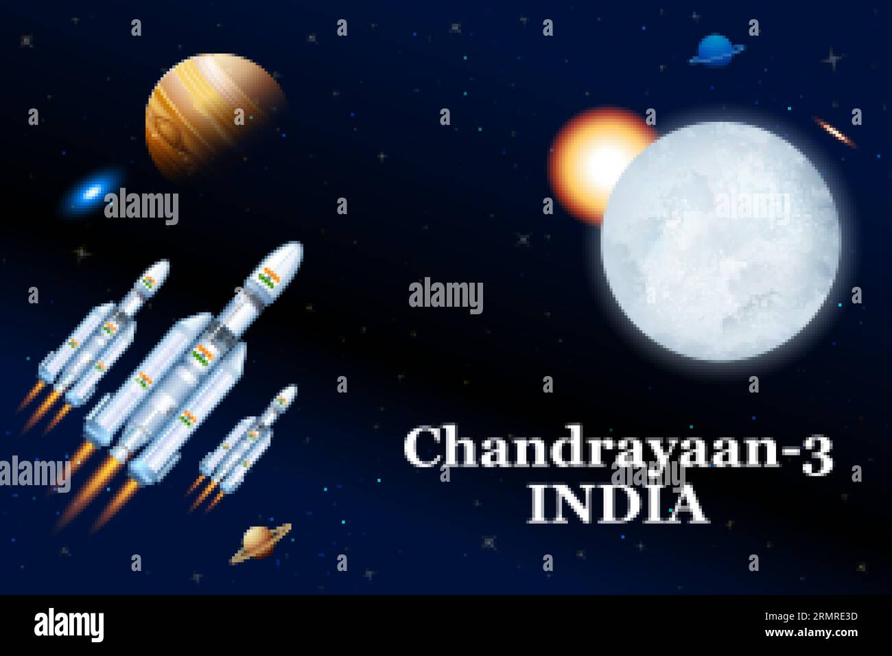 illustration of rocket mission launched by India for lunar exploration ...