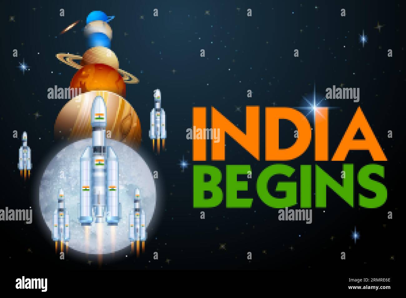 illustration of rocket mission launched by India for lunar exploration ...
