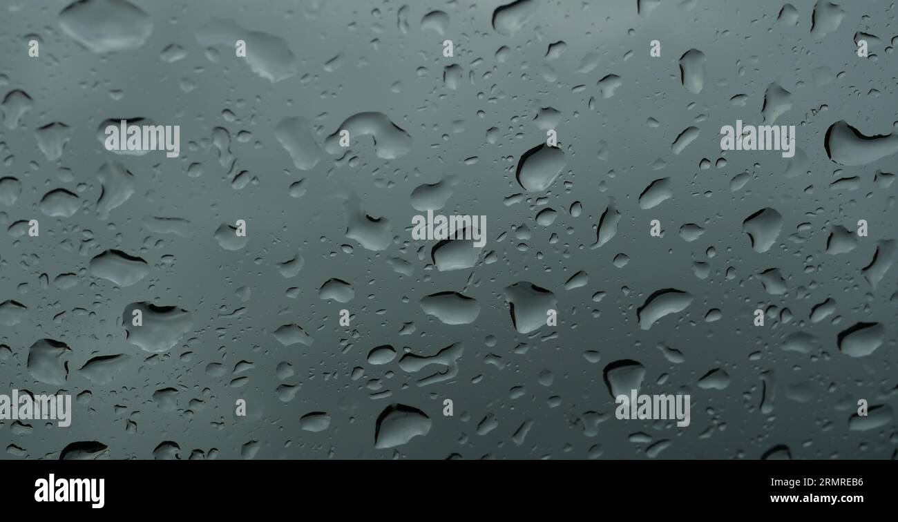 Lots of rain droplets on transparent glass, Water droplets outside in ...