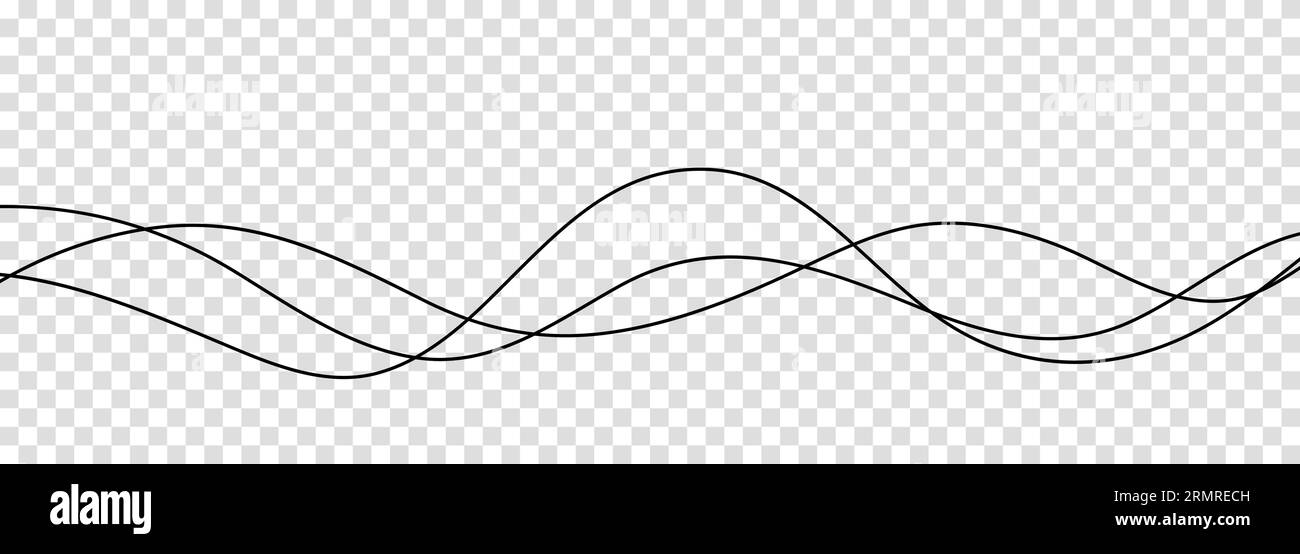 Thin line wavy background. Vector illustration isolated on transparent ...