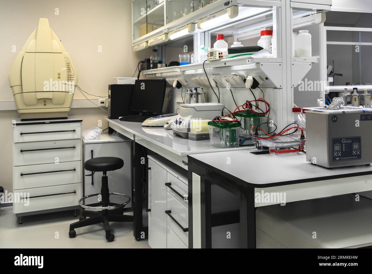 Modern biological laboratory. Interior of the laboratory for biological scientific research ...