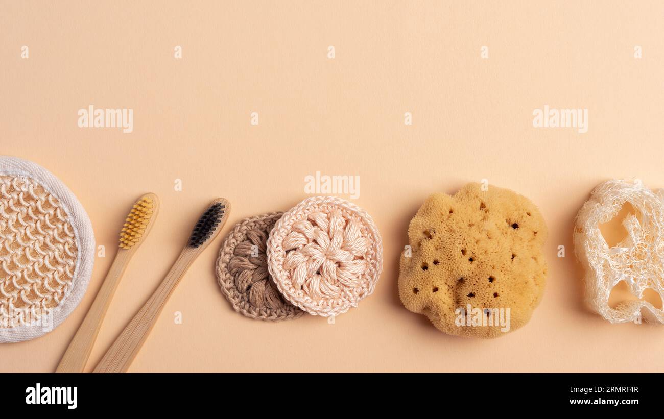 Set of eco-friendly natural products for the bath and selfcare. Sea ...