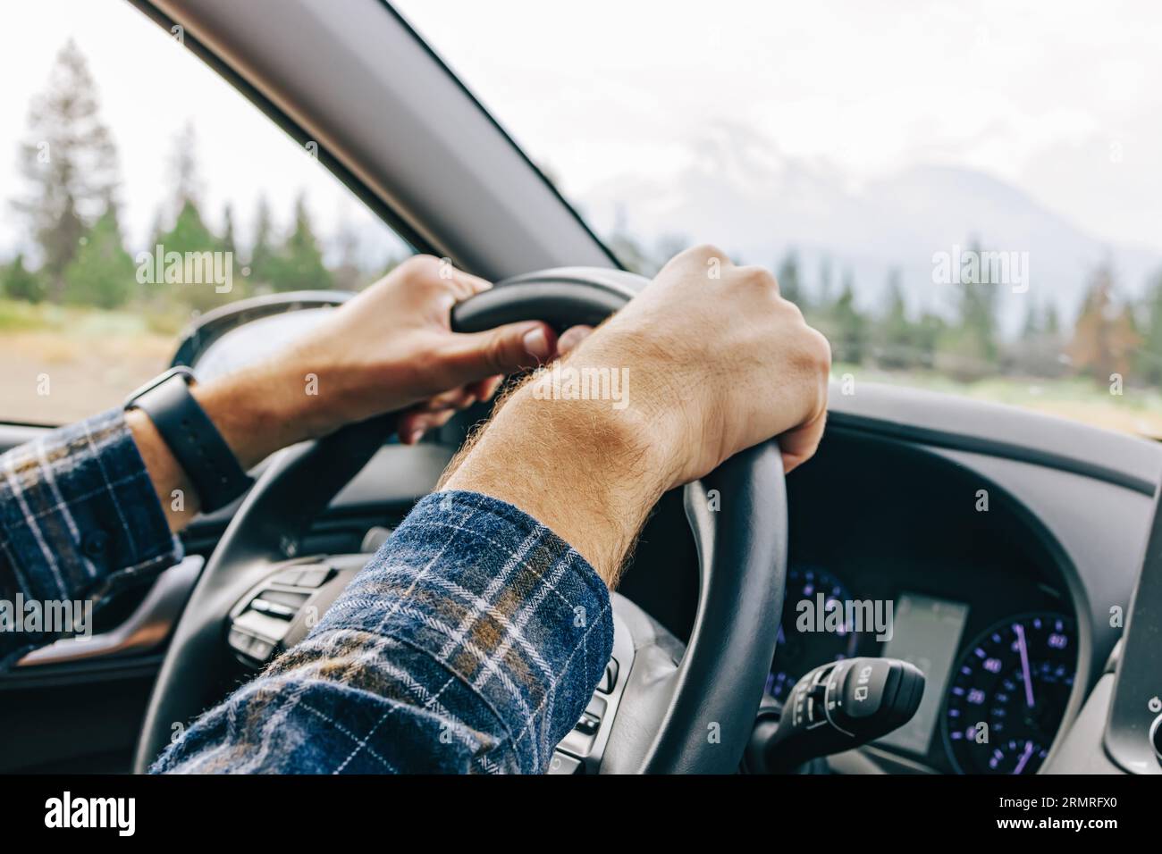 Hands on steering wheel front view hi-res stock photography and images ...