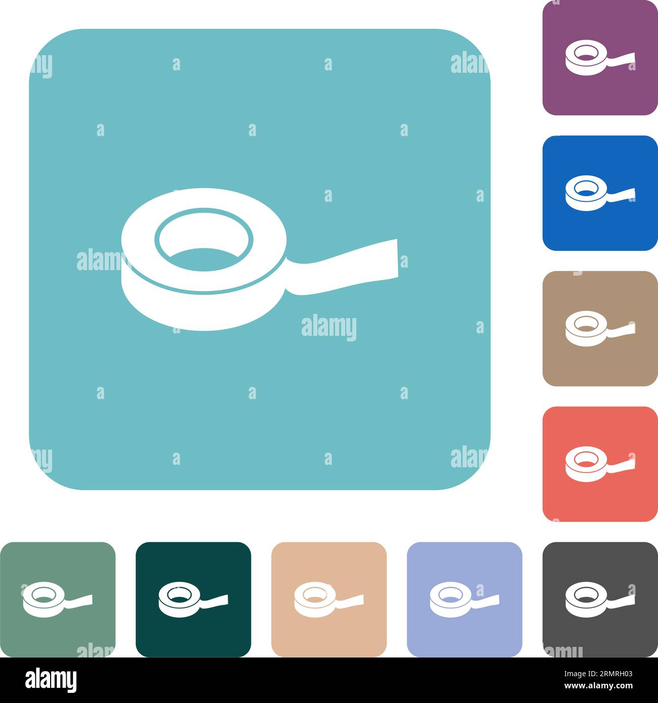 Insulating tape white flat icons on color rounded square backgrounds Stock Vector Image & Art ...
