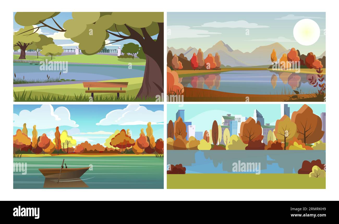 Ponds flat vector illustration set Stock Vector Image & Art - Alamy