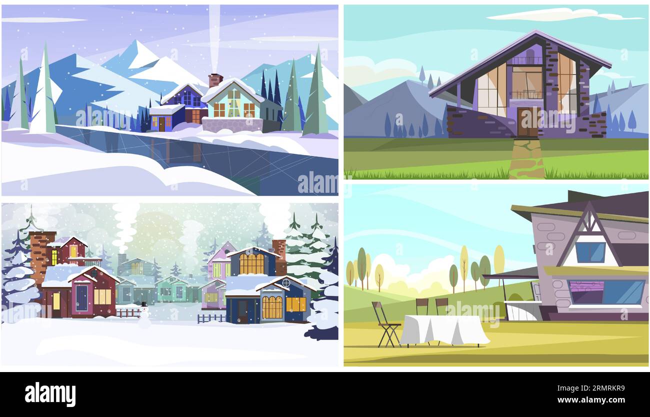 Guest houses flat vector illustration set Stock Vector Image & Art - Alamy