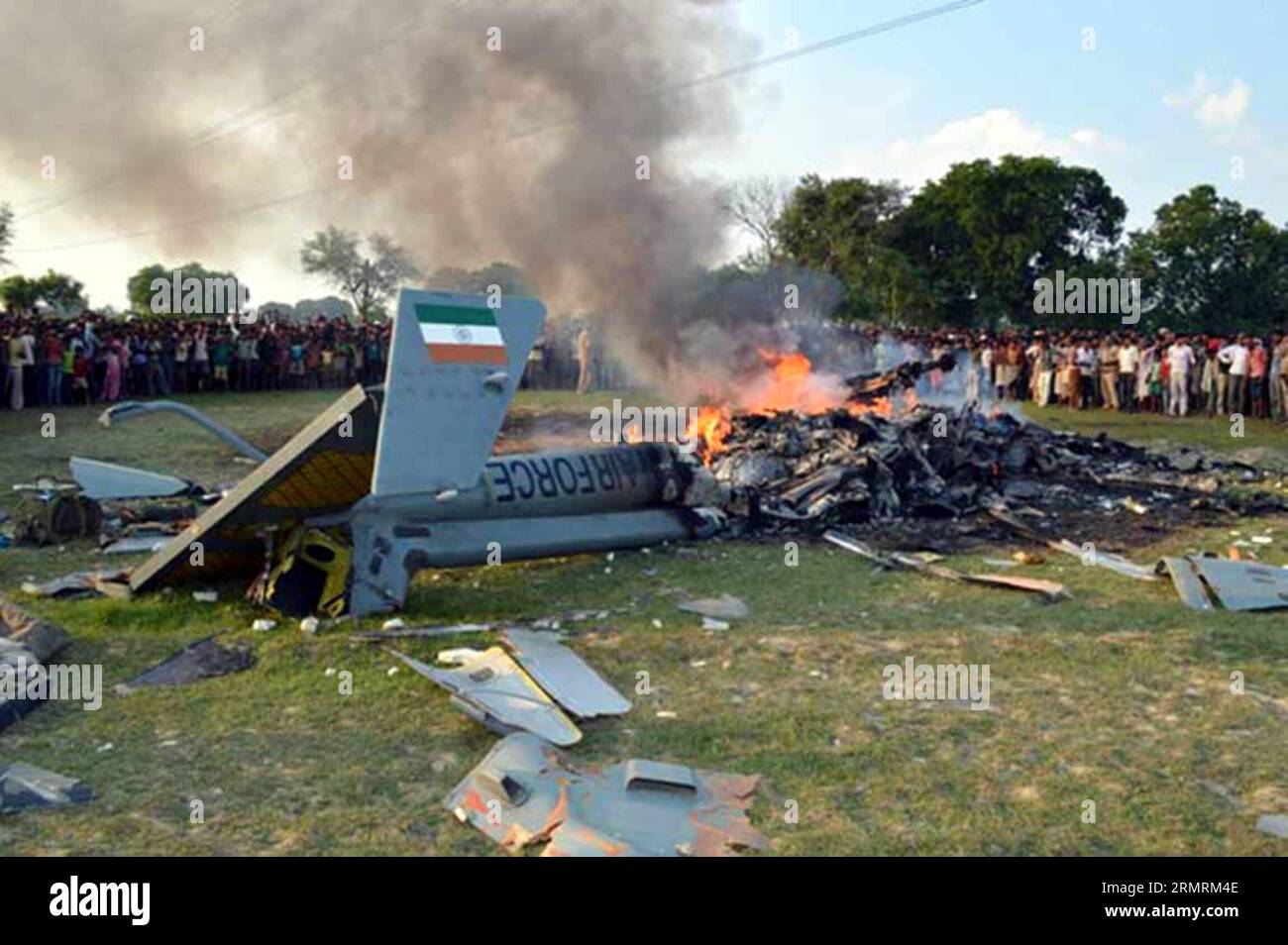 An Indian Air Force helicopter is engulfed in fire as it crashed in ...