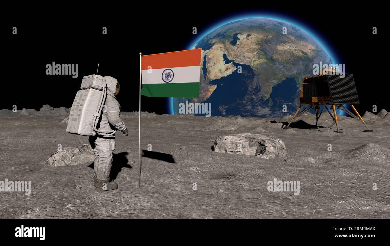 Indian Astronaut On Moon