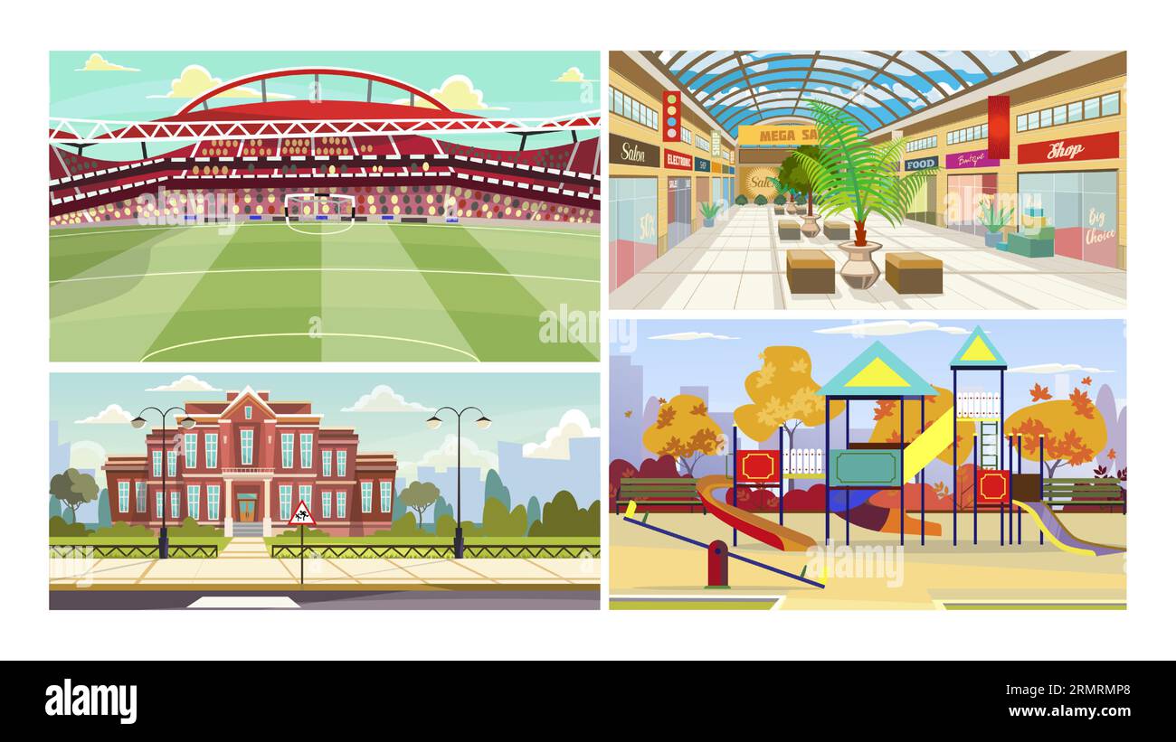 City amusements flat vector illustration set Stock Vector Image & Art ...
