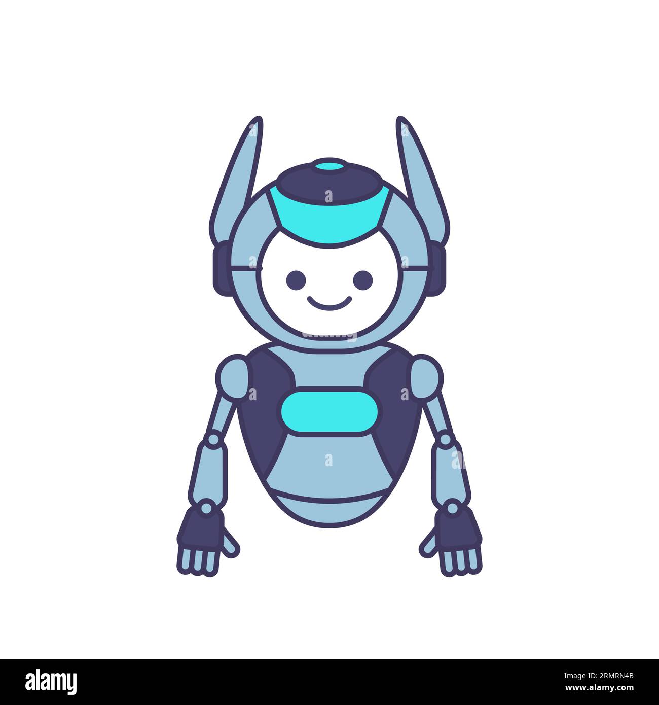 Robot character pose vector illustration design. Cute Cartoon Robot ...