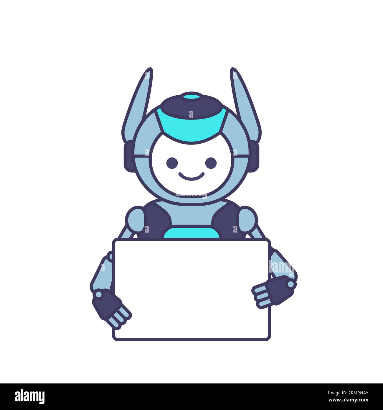 Robot hand holding blank sign Cut Out Stock Images & Pictures - Alamy