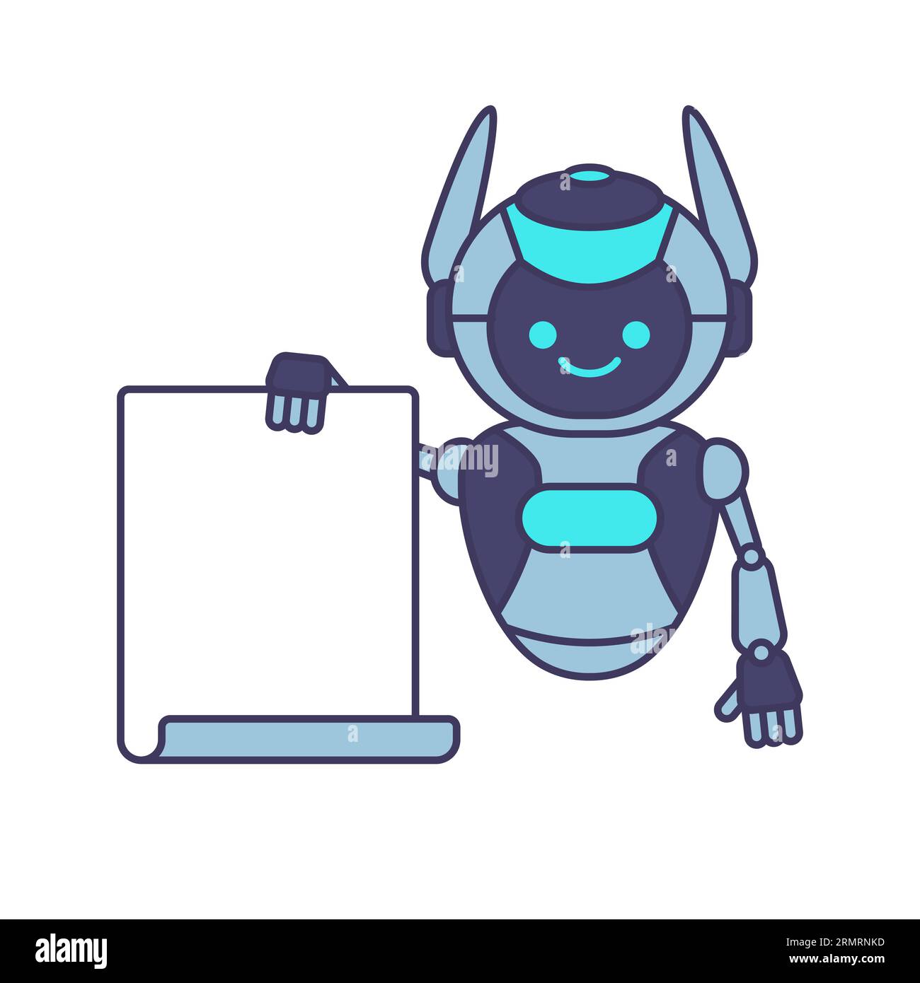 Robot holding blank poster banner or showing information Stock Vector ...