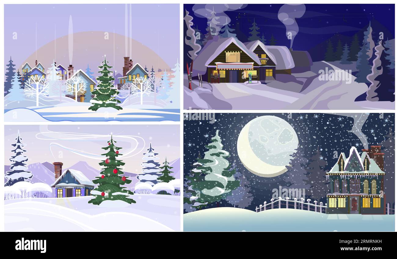 Winter country flat vector illustration set Stock Vector Image & Art ...