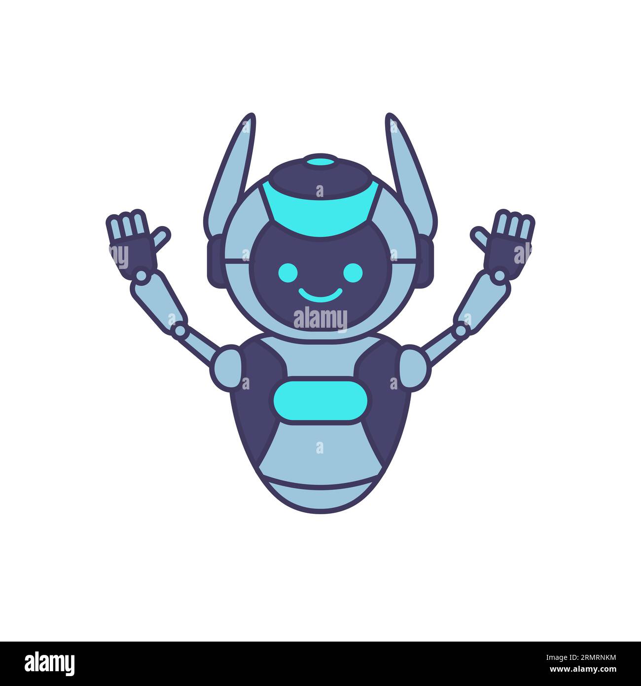 Robot character say Hi Hello vector illustration. Cute robot cartoon ...