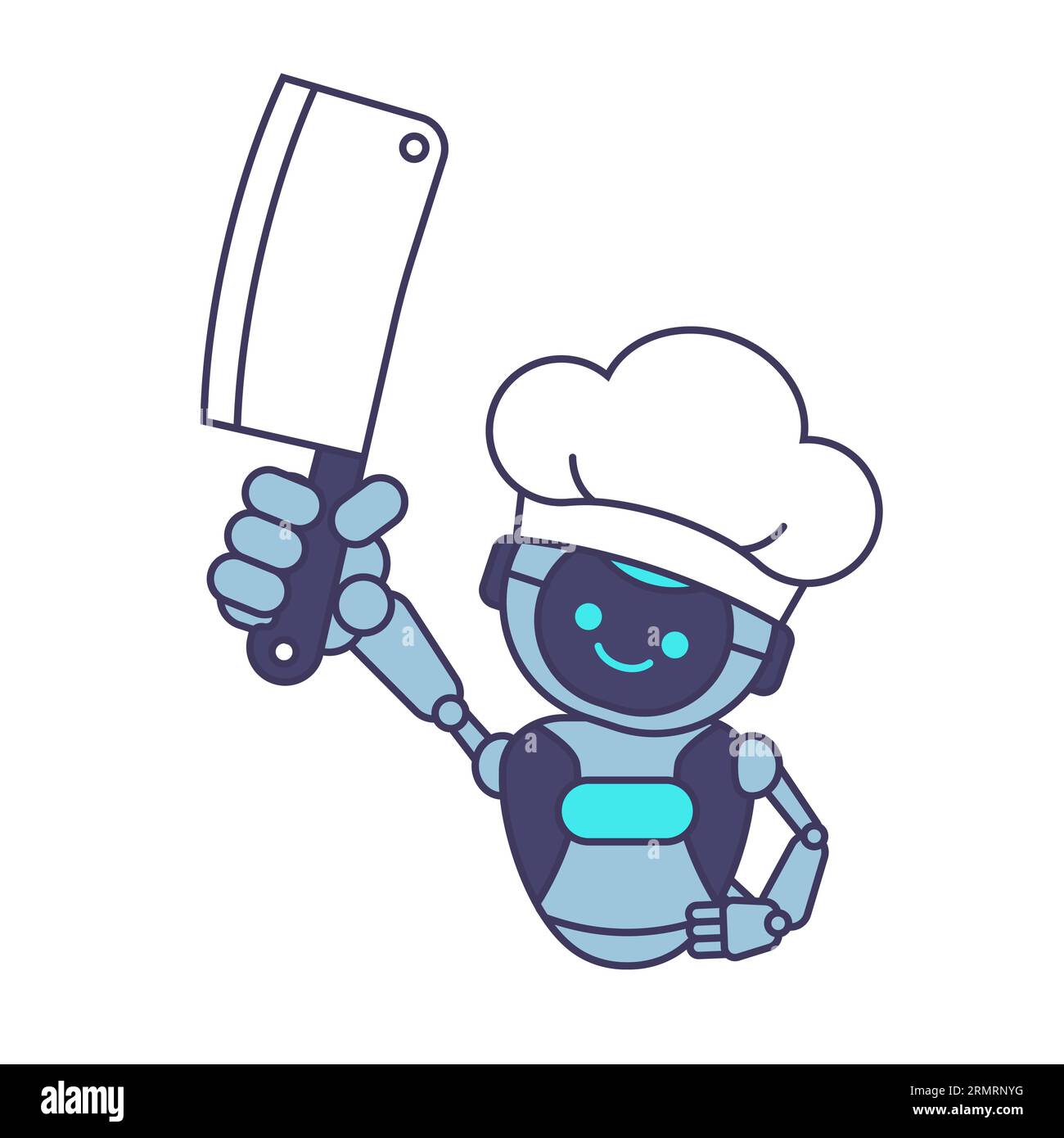 Robot chef holding knife vector illustration. Robot chef mascot ...