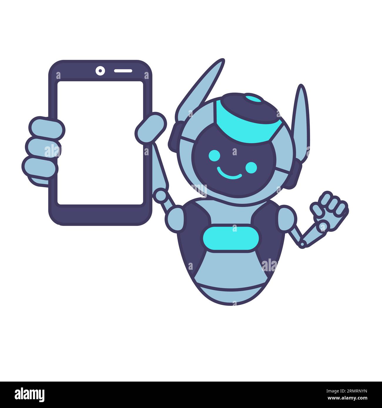 Robotic hand holding phone illustration Stock Vector Images - Alamy