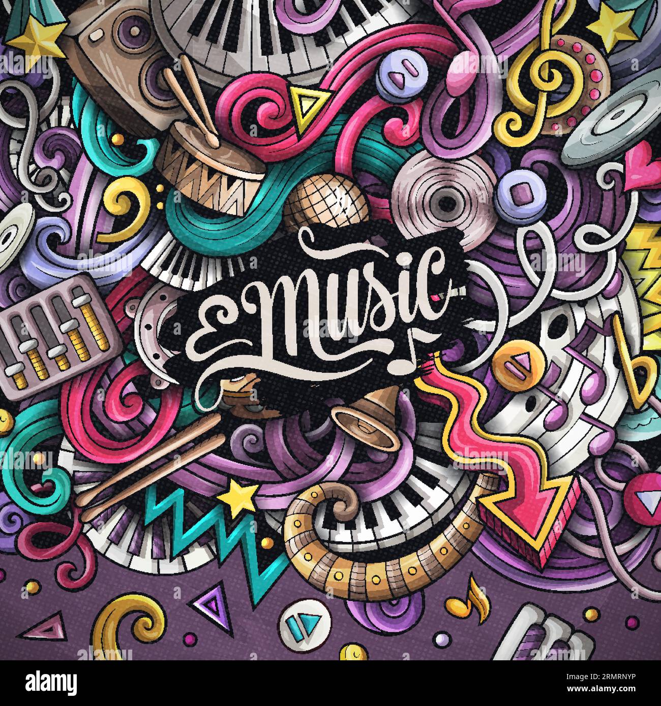 Music vector doodles illustration. Musical frame design. Sound elements ...