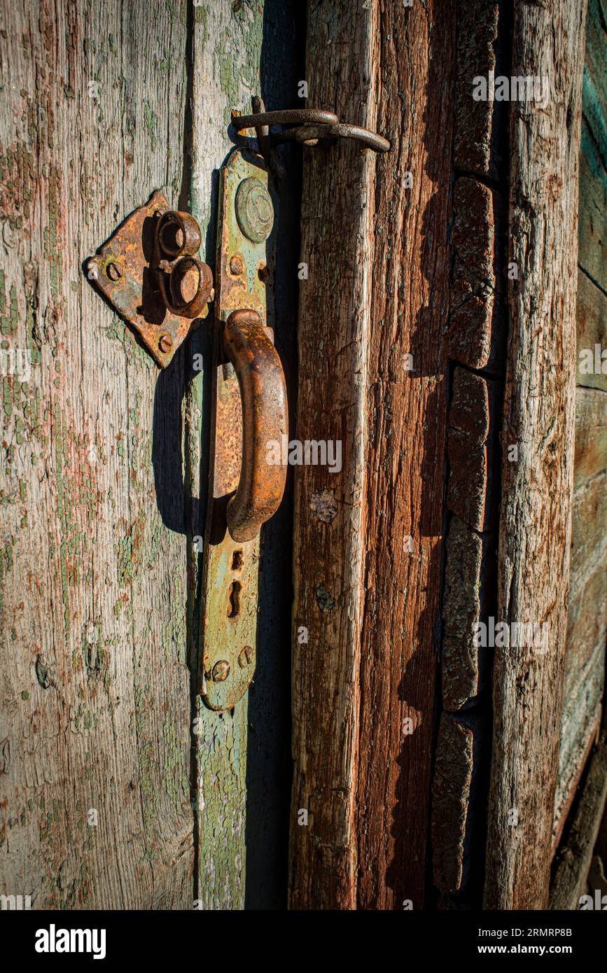 A door lock of the old house in Ukraine, erected in 1920-th Stock Photo ...