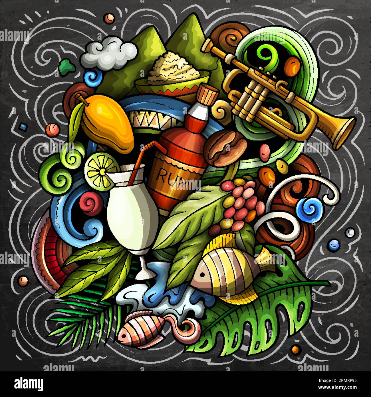 Puerto Rico cartoon doodle illustration. Funny Puerto-Rican design ...