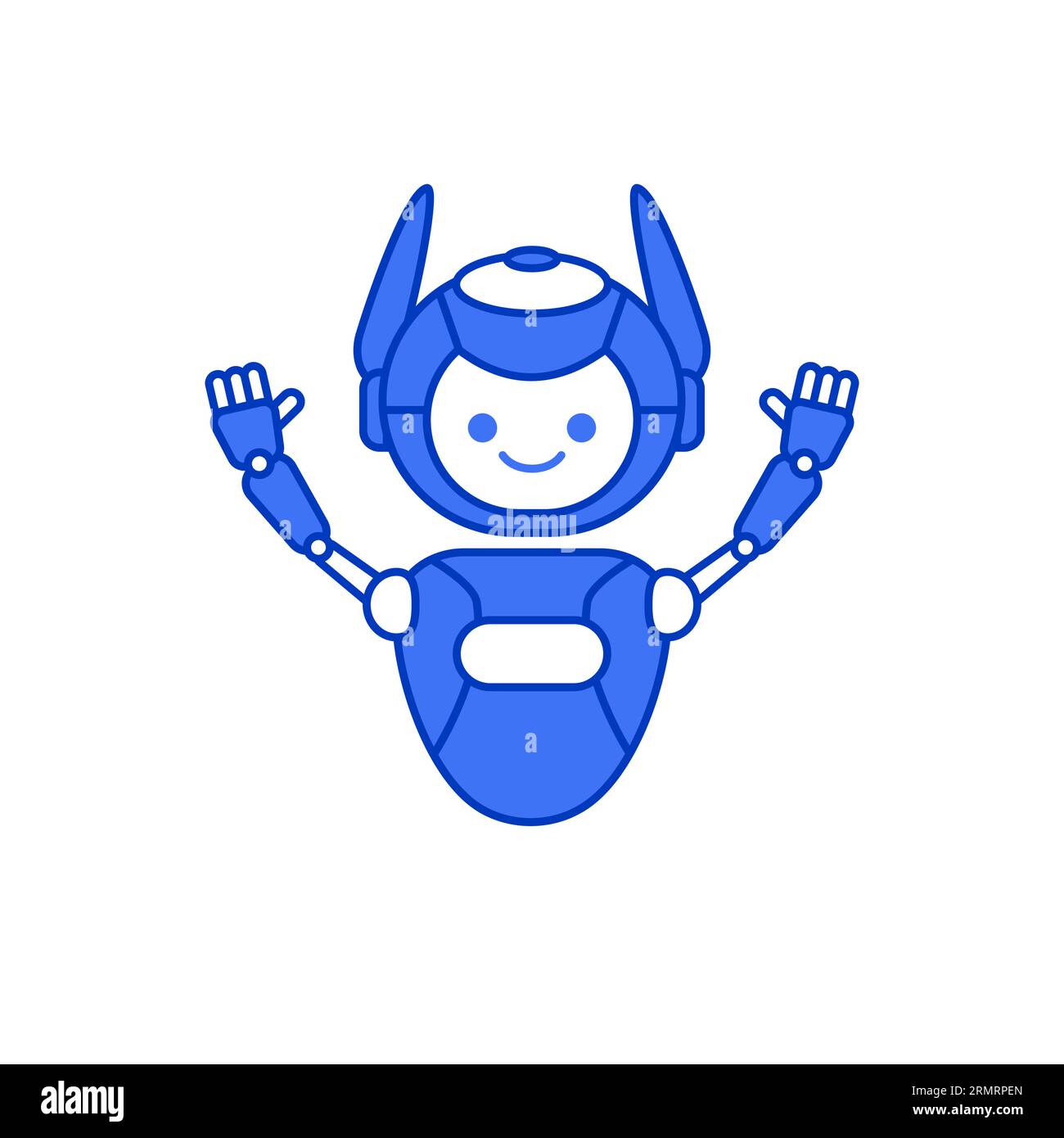 Robot character say Hi Hello vector illustration. Cute robot cartoon ...