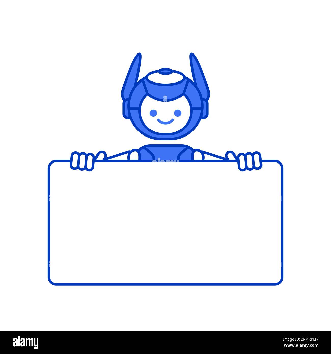 Robot holding blank poster banner or showing information Stock Vector ...