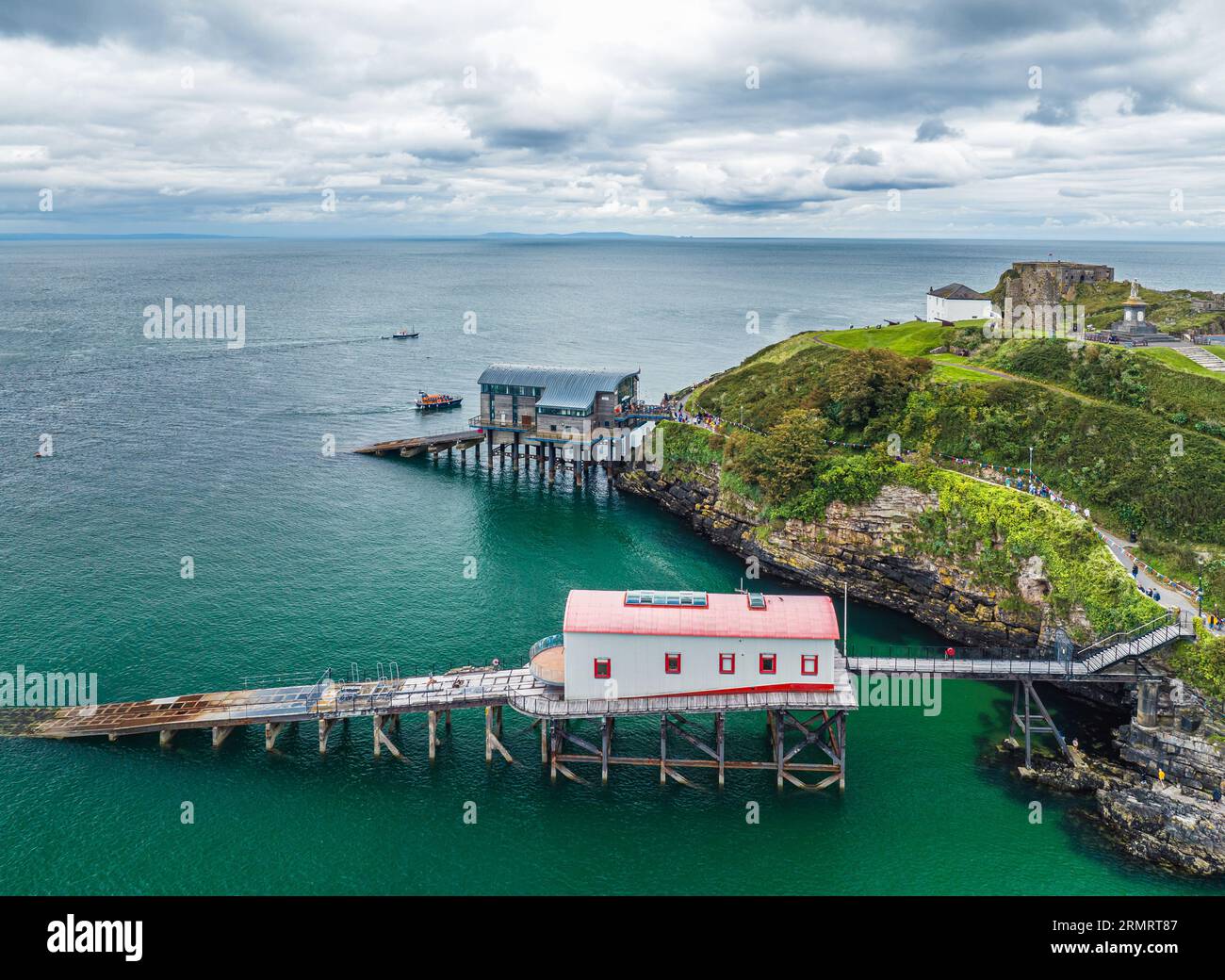 RNLI Tenby Lifeboat Station from a drone, Tenby, Pembrokeshire, Wales ...
