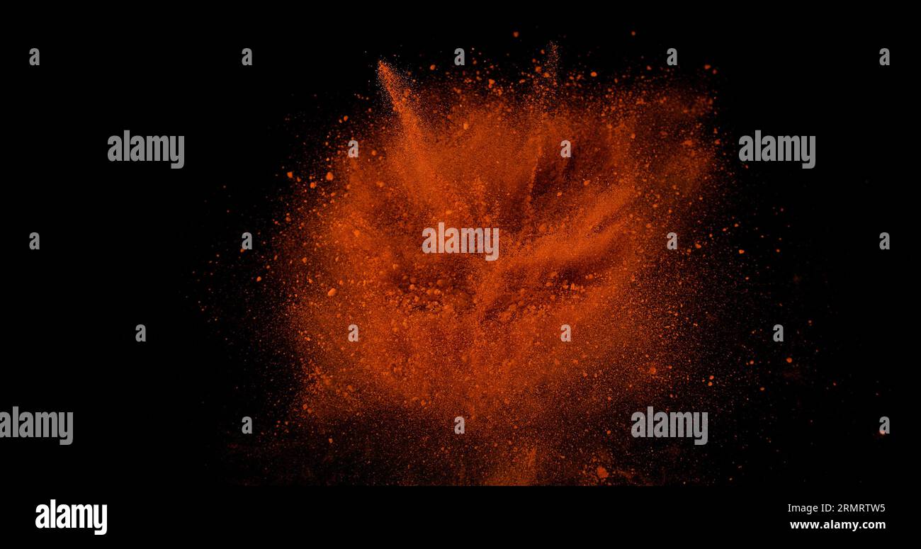 Paprika, capsicum annuum, Powder falling against Black Background Stock ...
