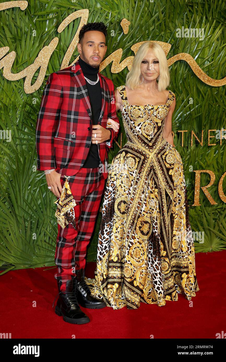 Lewis Hamilton and Donatella Versace attend The Fashion Awards 2017 at ...