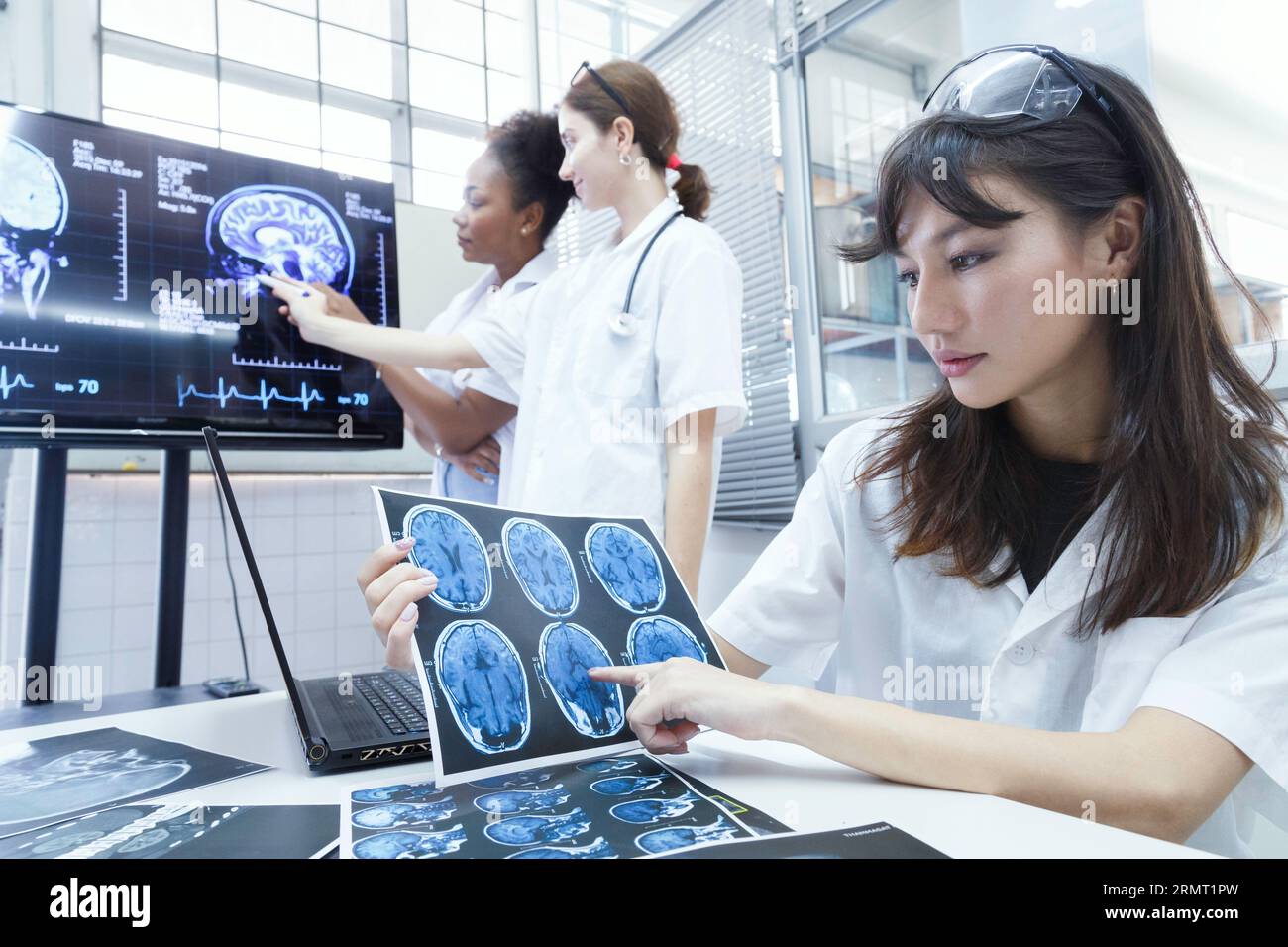 young female doctor student internship team group meeting and ...