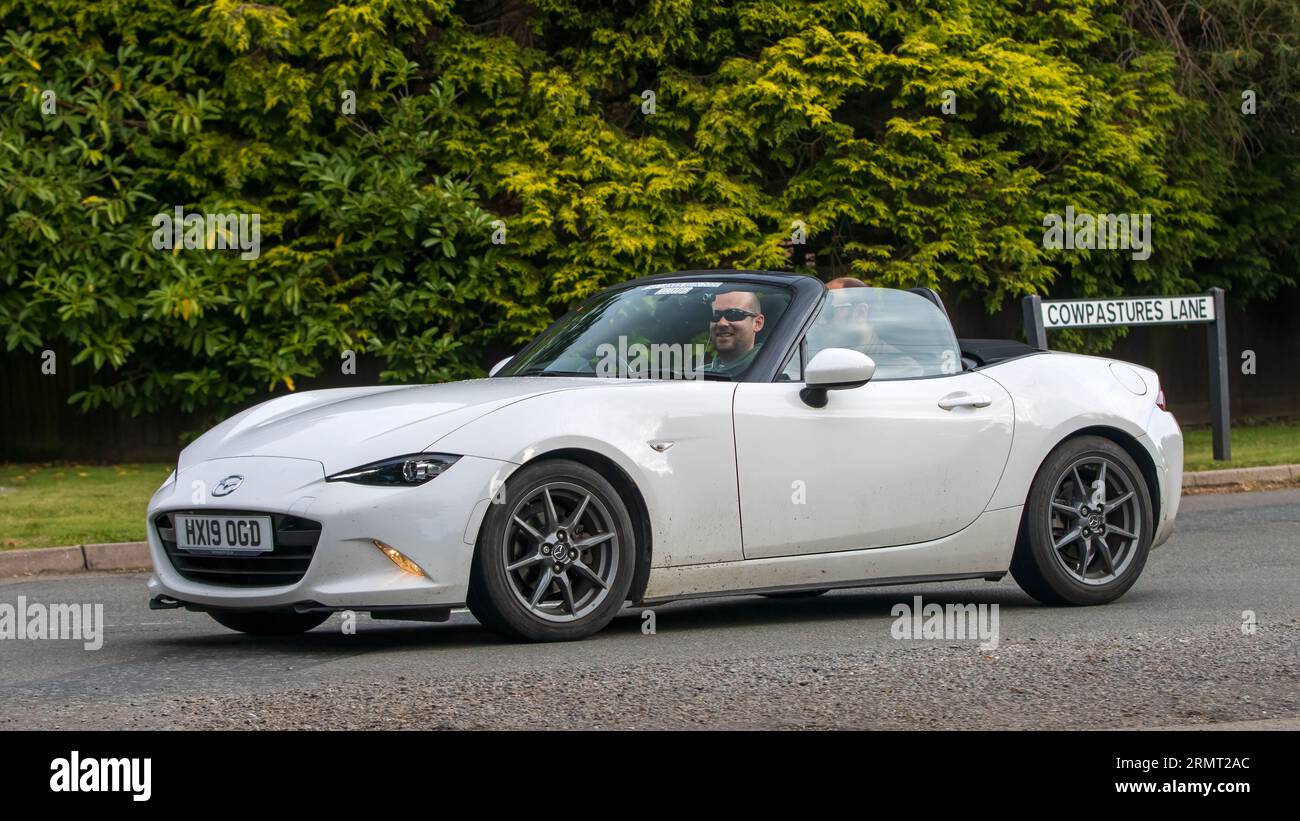 Whittlebury,Northants,UK -Aug 27th 2023: 2019 white Mazda MX 5 SE+ car ...