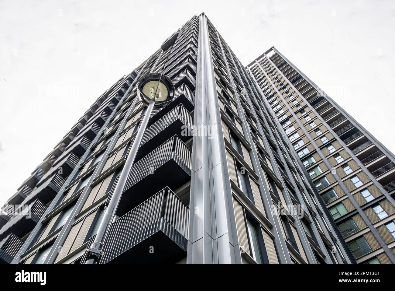 UK- Modern apartment block of new residential housing in south London ...