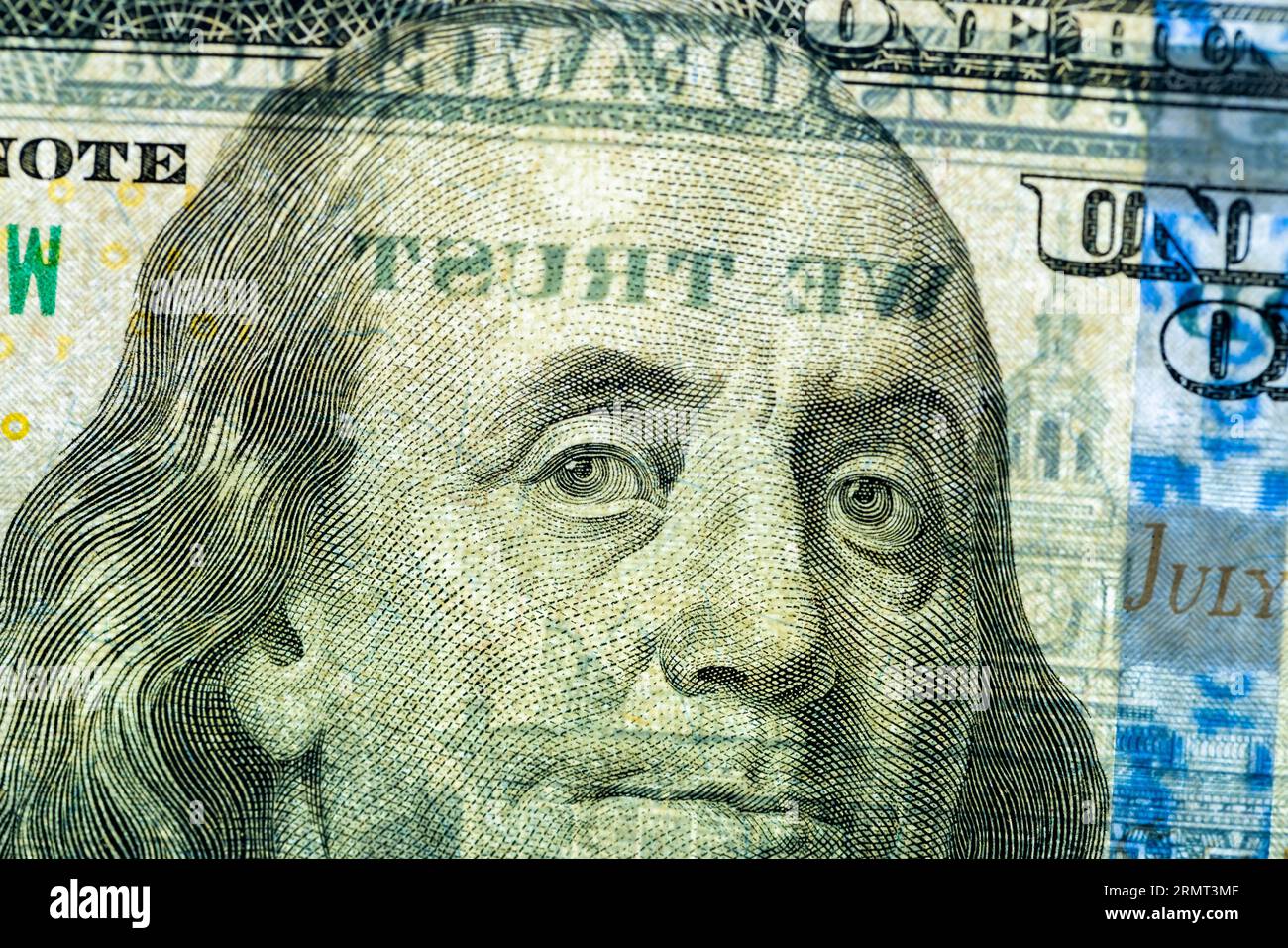 One hundred American dollars close-up, details of a genuine American ...