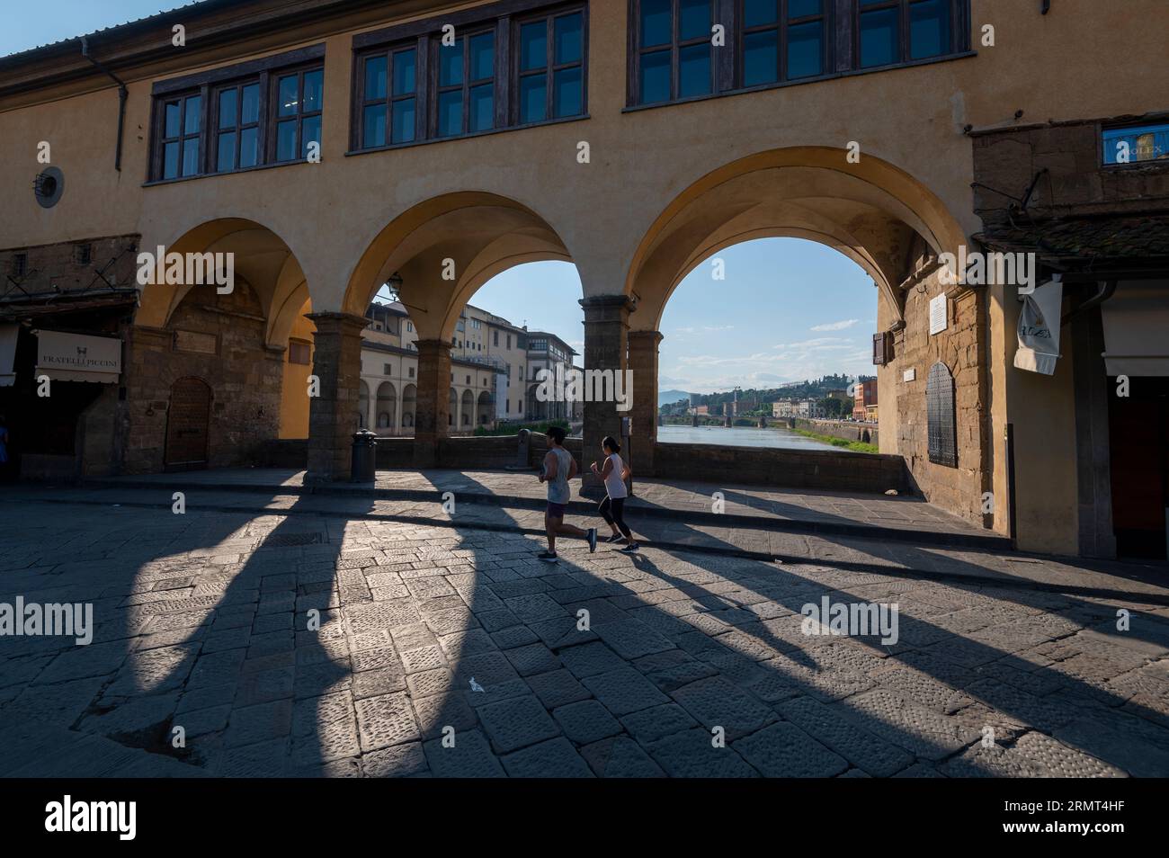 Early morning run on the oldest surviving medieval bridge (Ponte ...