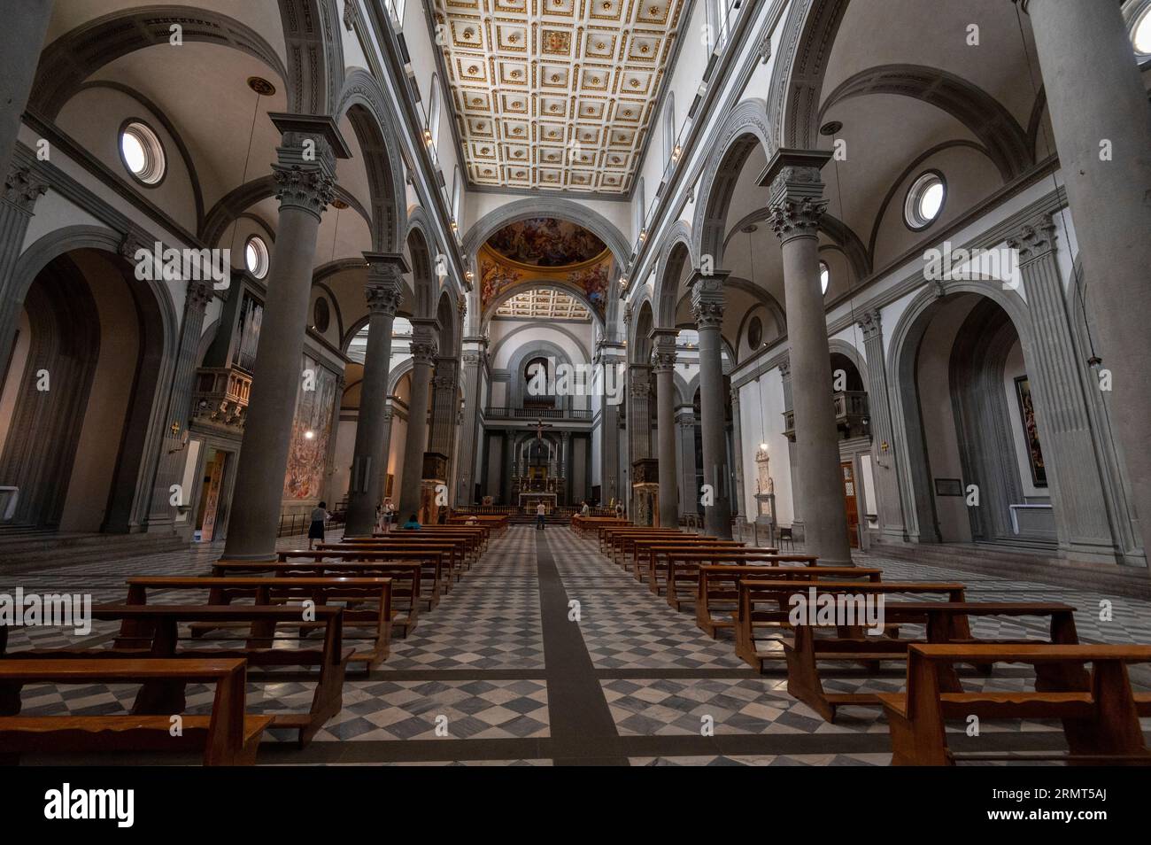 Interior of the Renaissance church of the Basilica di San Lorenzo ...