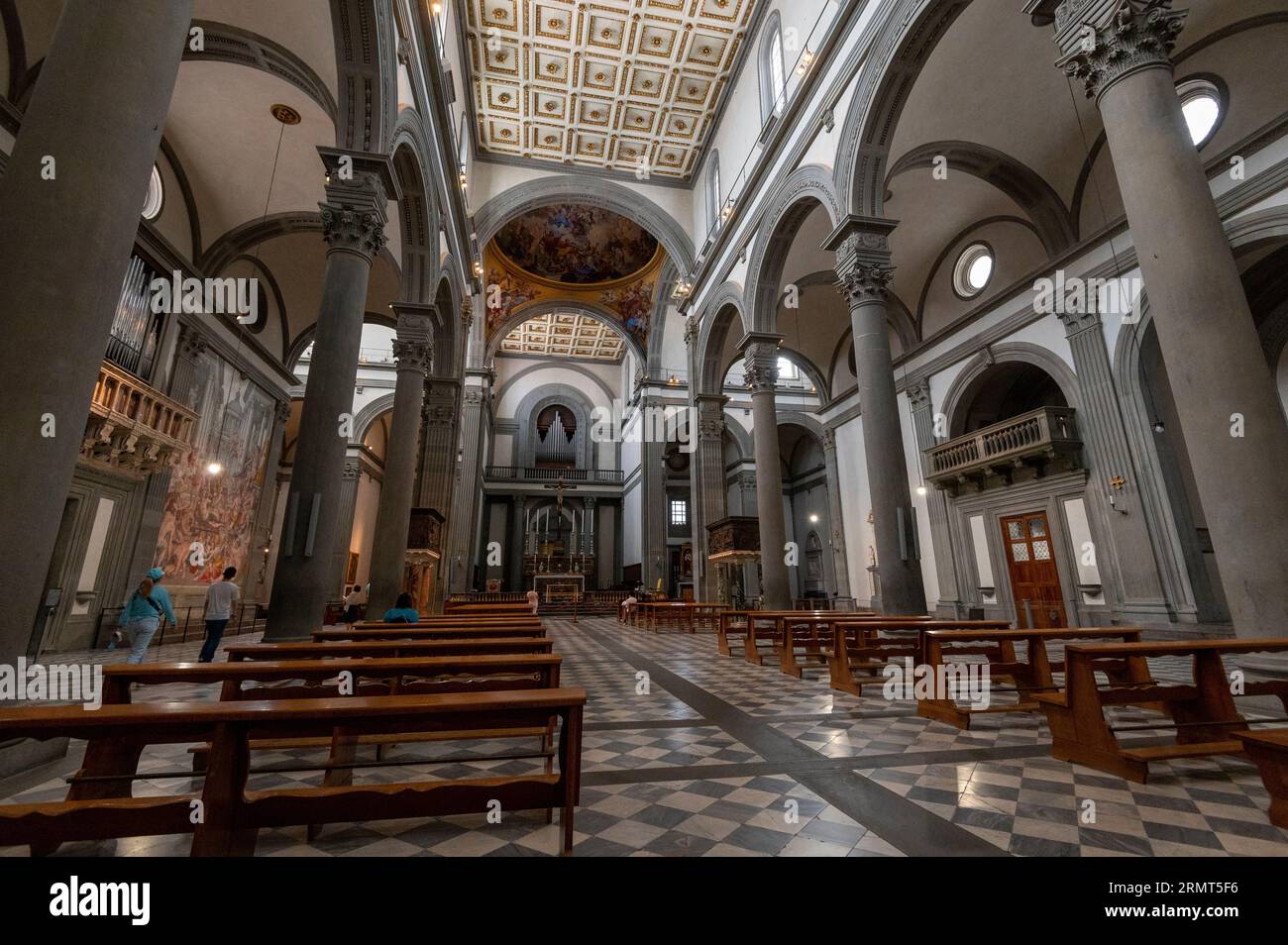 Interior of the Renaissance church Nave of the Basilica di San Lorenzo ...